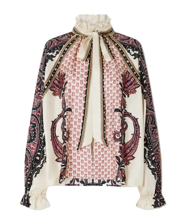 Etro Bow-tie Ruffle Print Shirt - Multicolor
