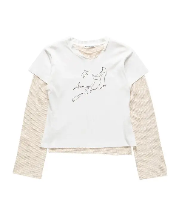 Acne Studios Layered Graphic Print Long Sleeve T-shirt - Off White