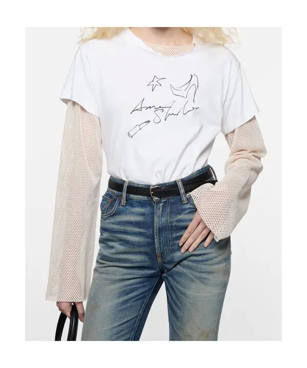 Acne Studios Layered Graphic Print Long Sleeve T-shirt - Off White