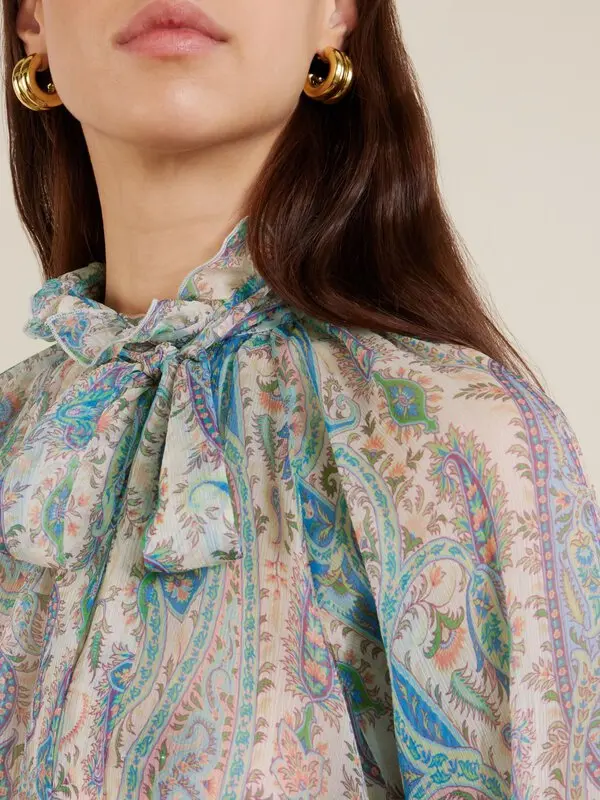 Etro Bow-tie Ruffled Paisley Print Shirt