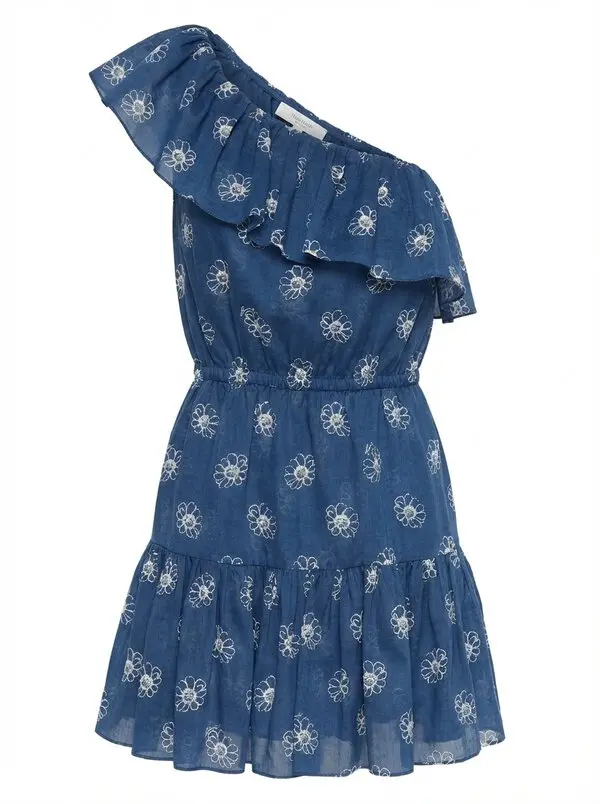 Gucci Daisy-print One-shoulder Dress - Blue