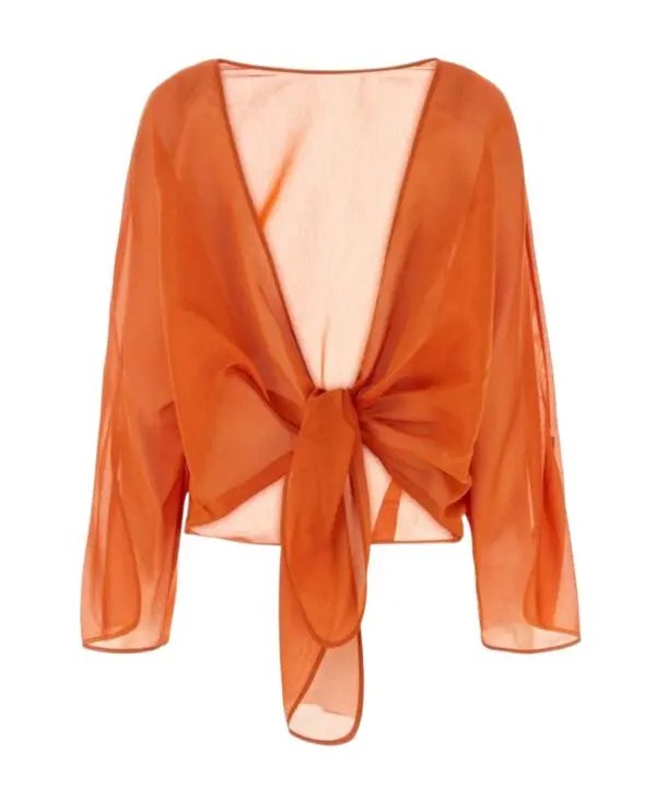 Alberta Ferretti V-back Tied-cuff Blouse