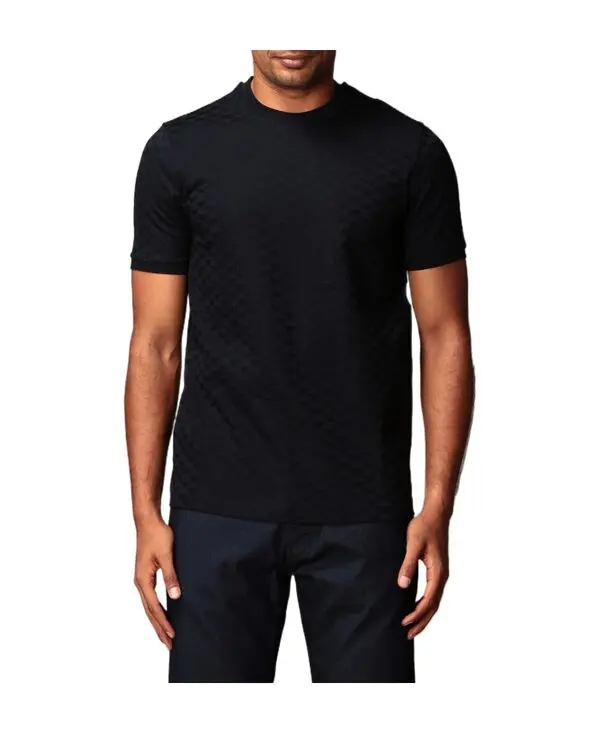 Emporio Armani Logo-embossed Crewneck Knitted T-shirt - Black