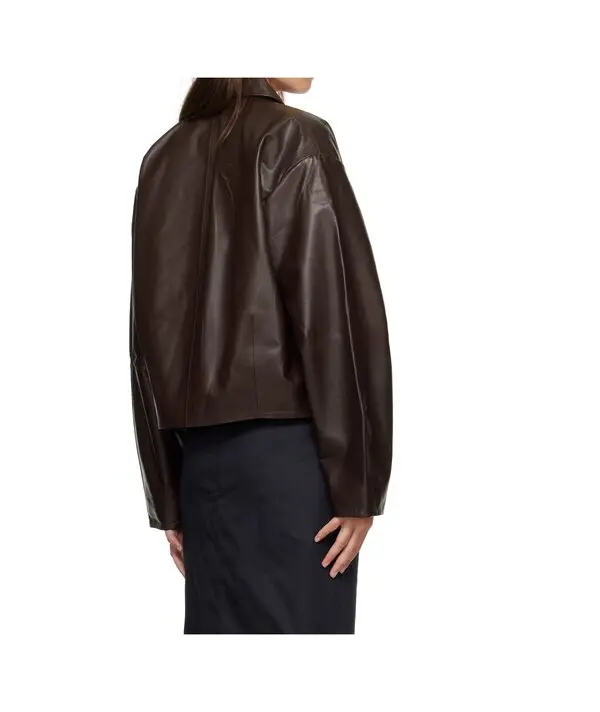 ST. AGNI Brown Cocoon Leather Jacket