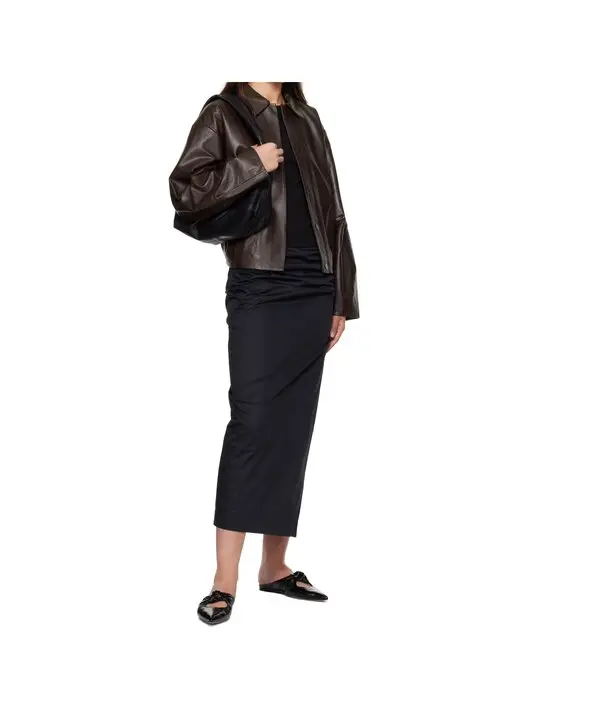 ST. AGNI Brown Cocoon Leather Jacket