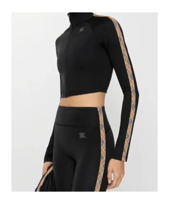 Burberry Cropped Track Jacket With Check Taping