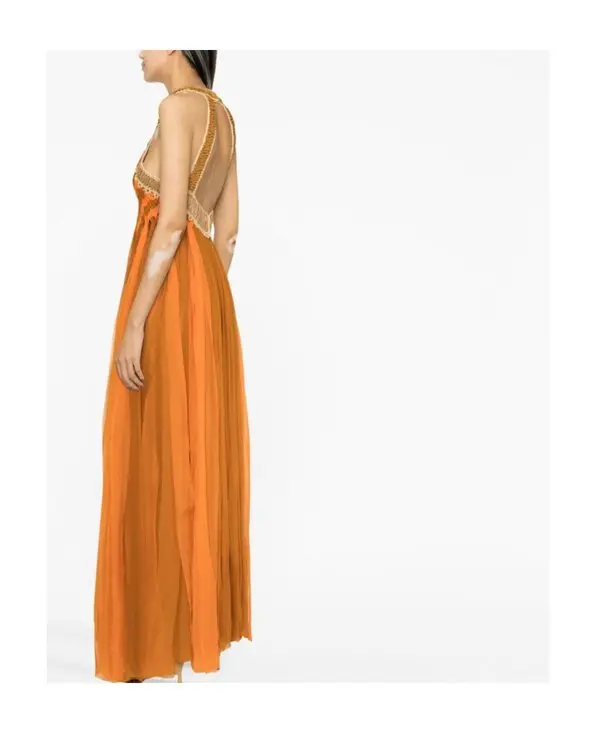 Alberta Ferretti Stone-embellished Fringed Maxi Dress