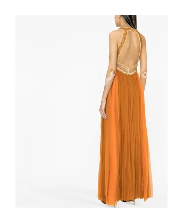 Alberta Ferretti Stone-embellished Fringed Maxi Dress