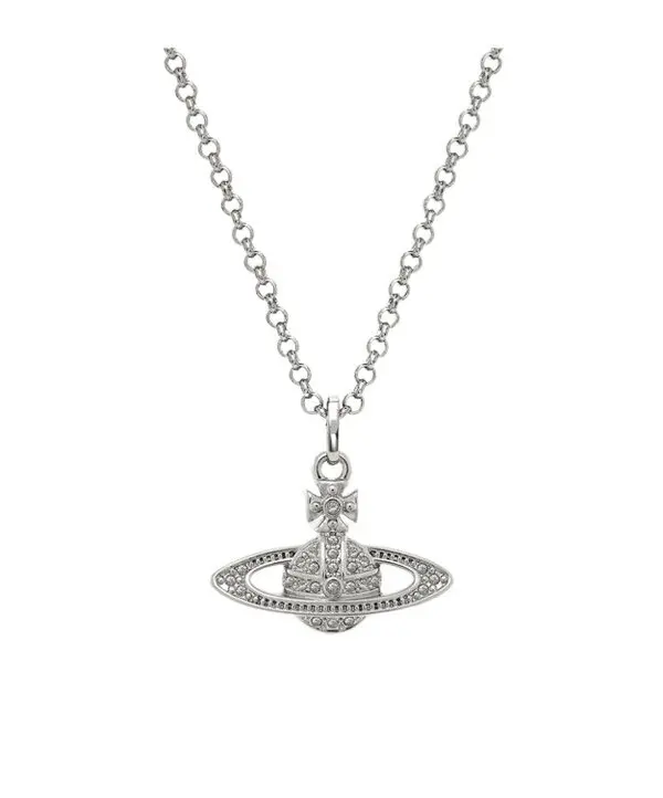 VIVIENNE WESTWOOD Mini Bas Relief Pendant Necklace - Platinum/crystal