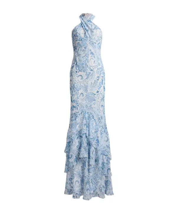 Ralph Lauren Pattern-printed Ruffled Dress - Blue