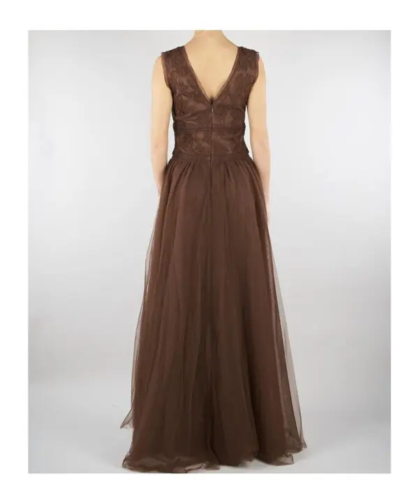ERMANNO FIRENZE Sleeveless V-neck Embroidered Gown