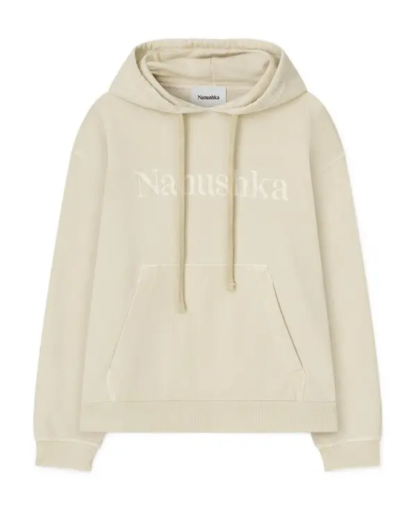 Nanushka Logo-embroidered Drawstring Hoodie - Nude