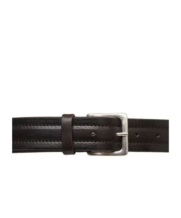 Orciani Leather Belt With Raised Seams And Silver Metal Buckle