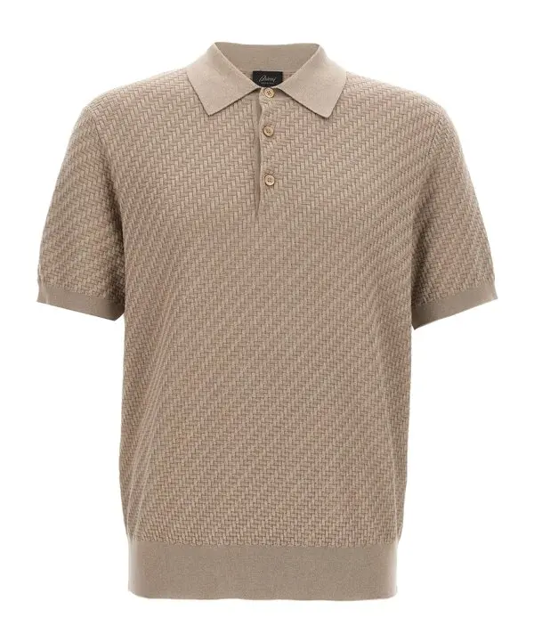 Brioni Woven Pattern Knitted Polo Shirt