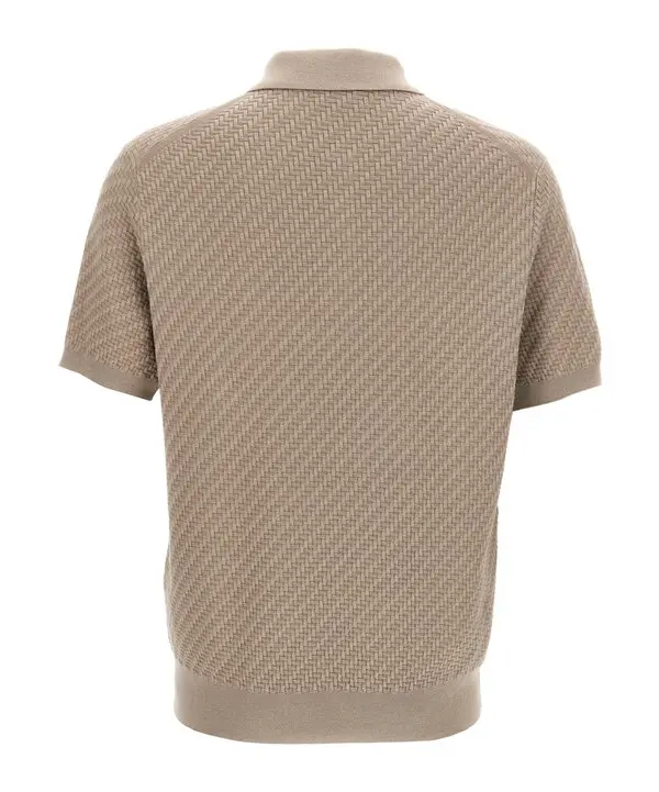 Brioni Woven Pattern Knitted Polo Shirt