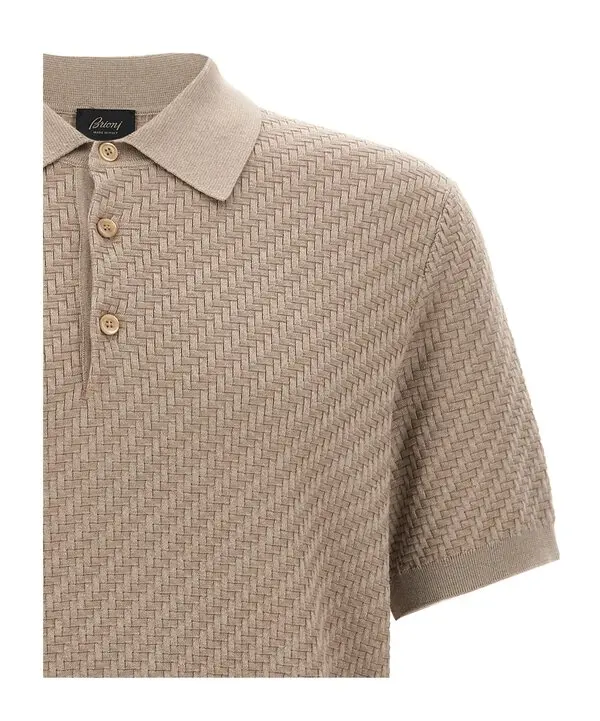 Brioni Woven Pattern Knitted Polo Shirt