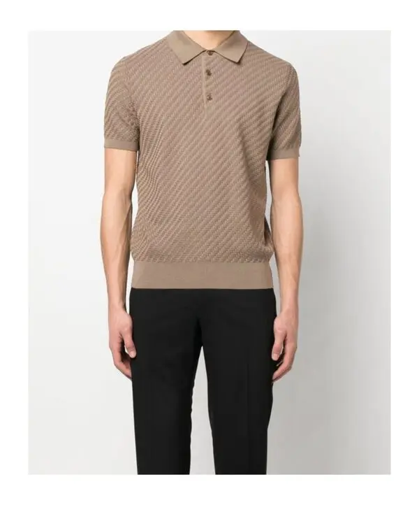 Brioni Woven Pattern Knitted Polo Shirt