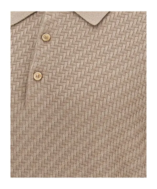Brioni Woven Pattern Knitted Polo Shirt