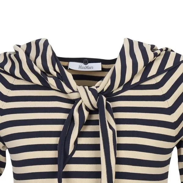 Max Mara Striped Knit Top With Detachable Scarf