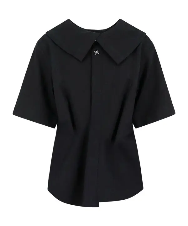 Bottega Veneta Compact Cotton Toile Top With Nodo Quadro Buttons - Double Black