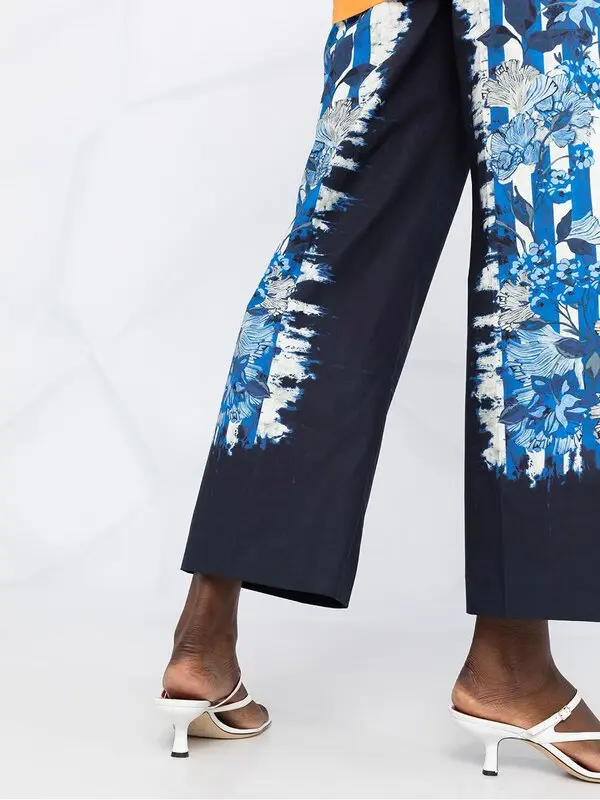 Alberta Ferretti Geometric-print Wide-leg Trousers