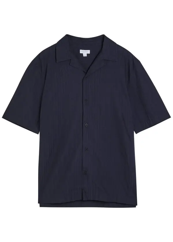 Sunspel Striped Embroidered Cotton Shirt
