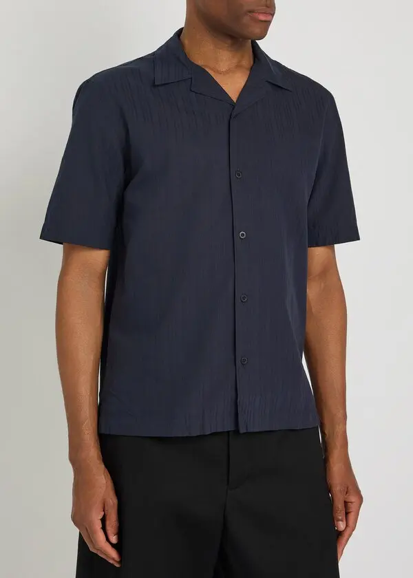 Sunspel Striped Embroidered Cotton Shirt