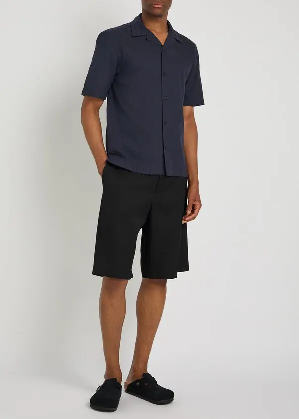 Sunspel Striped Embroidered Cotton Shirt