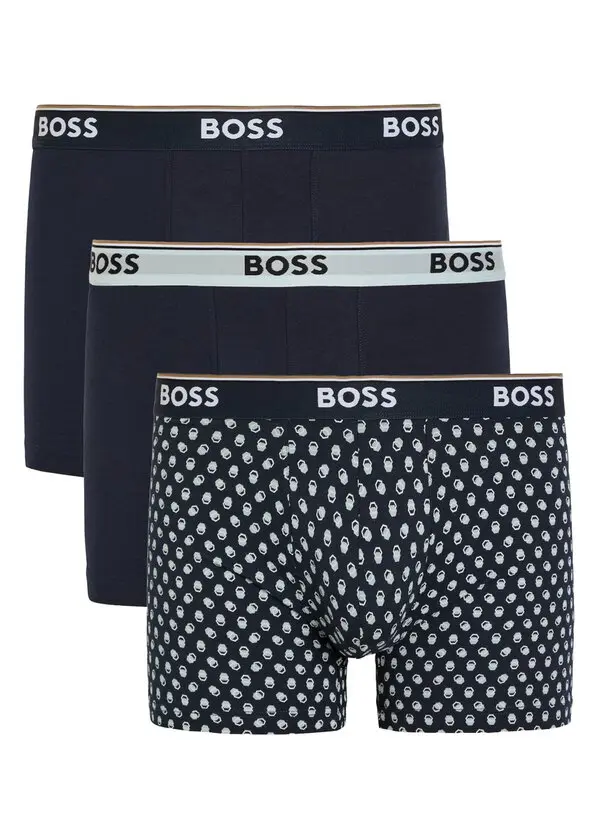 BOSS Power Stretch-cotton Boxer Trunks - Blue