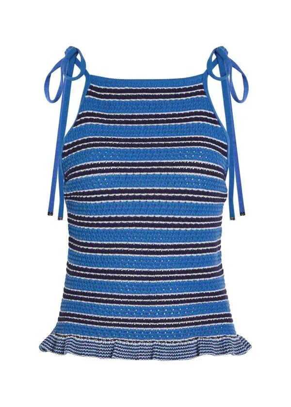 GANNI Striped Cotton-knit Top
