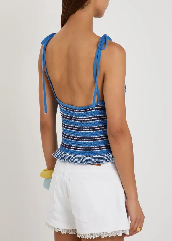 GANNI Striped Cotton-knit Top