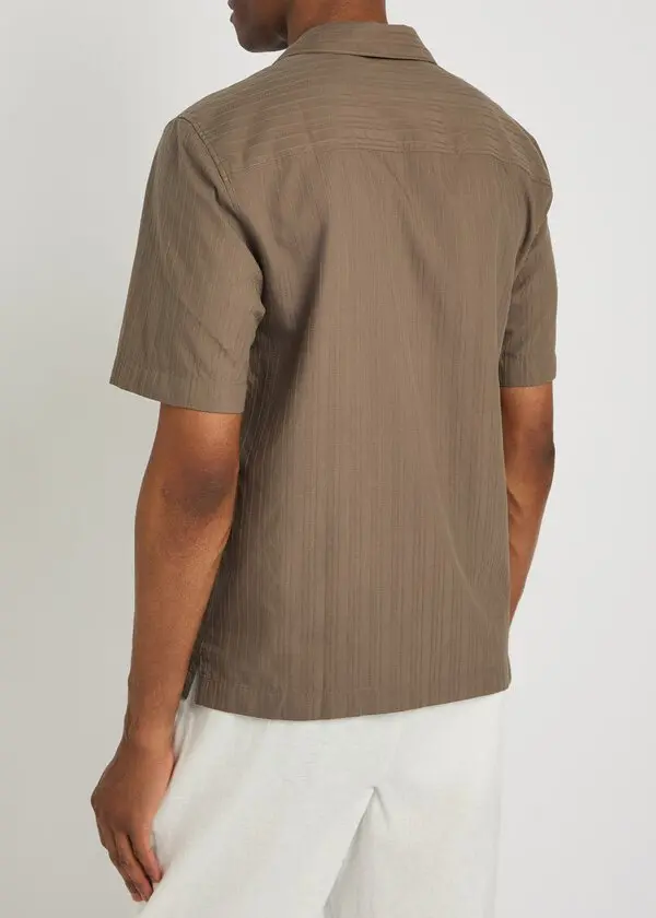 Sunspel Striped Embroidered Cotton Shirt
