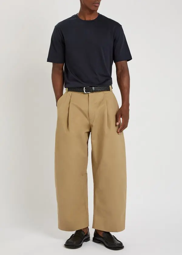 Studio Nicholson Pleated Wide-leg Trousers - Tan
