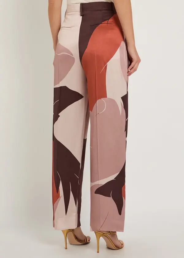 Victoria Beckham Cecilia Printed Satin Trousers
