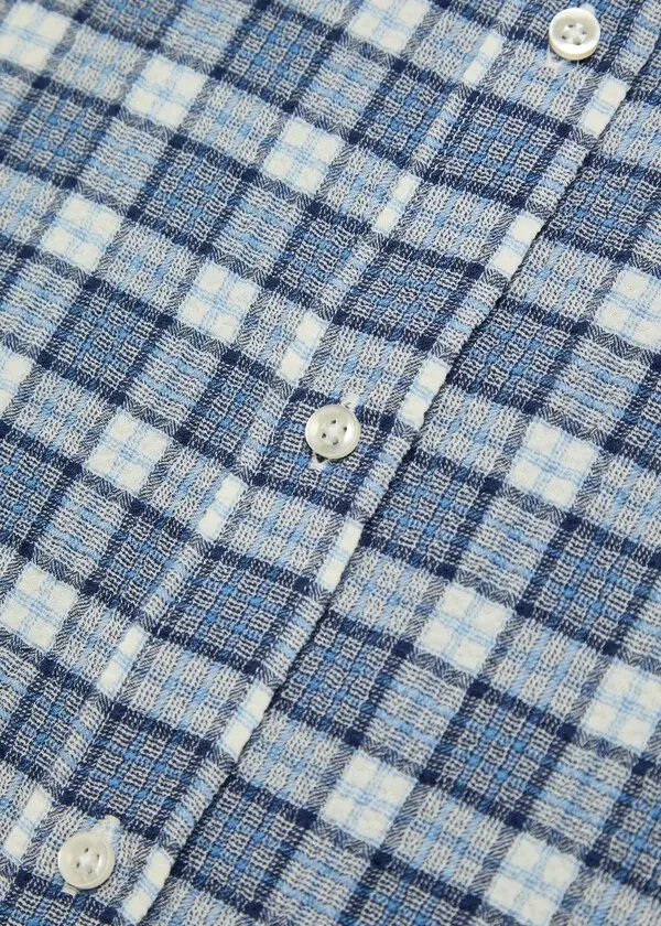 Officine Générale Arsene Checked Waffle Stretch-cotton Shirt