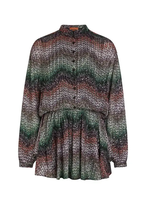 Missoni Chevron Sequin-embellished Metallic-knit Mini Dress - Multicoloured