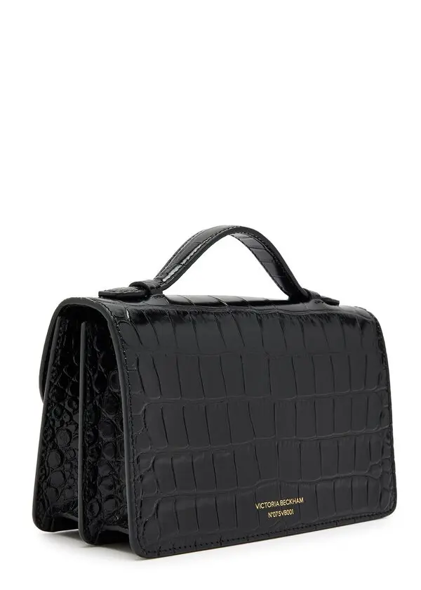 Victoria Beckham Dorian Small Crocodile-effect Patent Leather Top Handle Bag