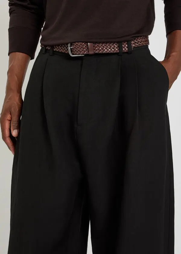 Studio Nicholson Line Pleated Linen And Wool-blend Trousers