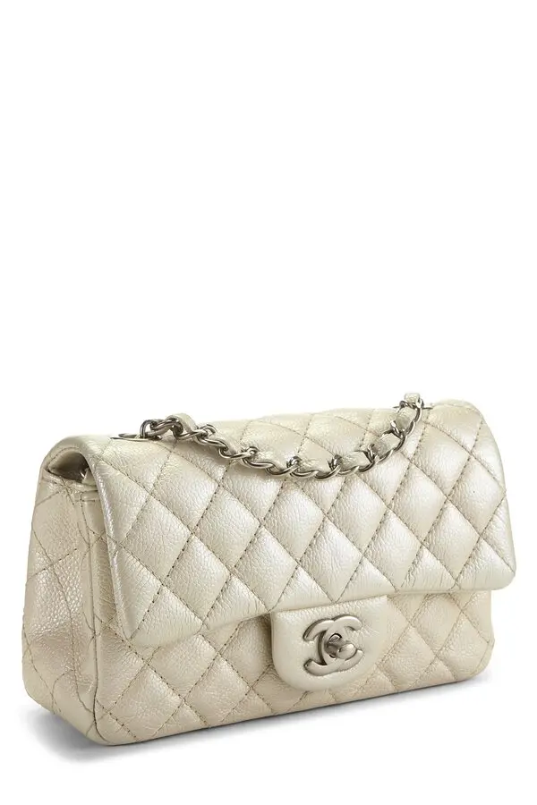 Chanel Quilted Caviar Rectangular Flap Bag - Cream