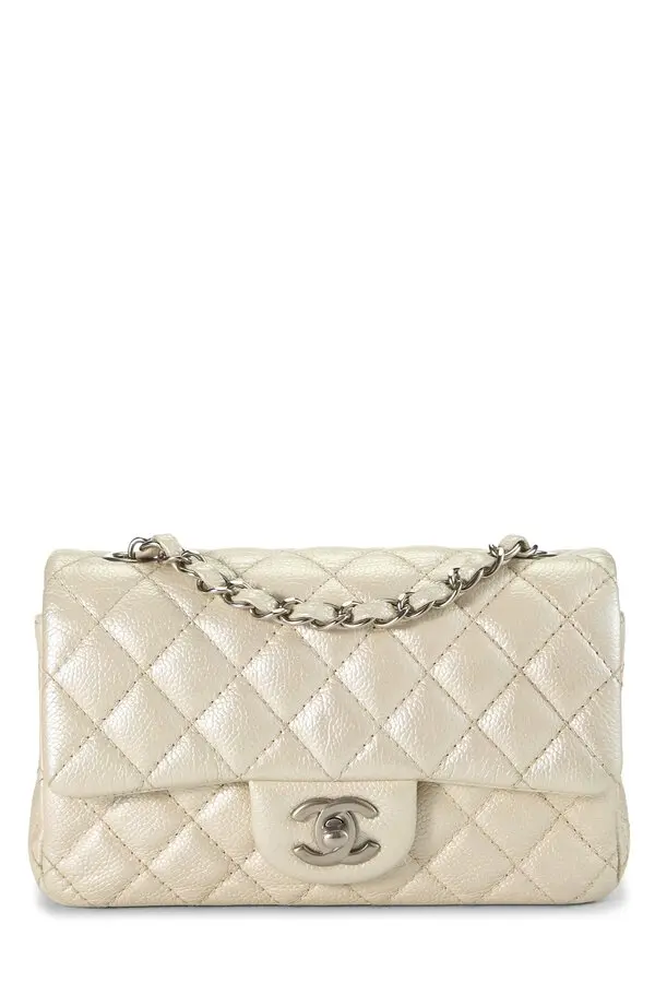 Chanel Cream Quilted Caviar Rectangular Flap