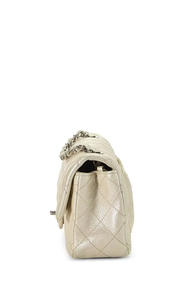 Chanel Cream Quilted Caviar Rectangular Flap