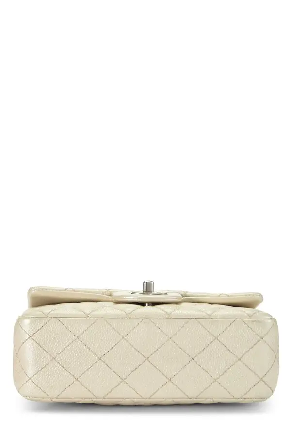 Chanel Cream Quilted Caviar Rectangular Flap