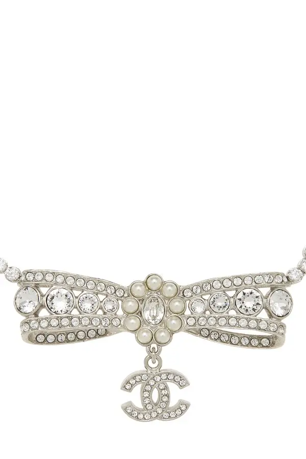 Chanel Crystal 'cc' Bow Necklace