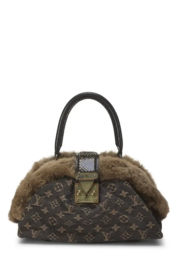 LOUIS VUITTON Monogram Denim Demi Lune Bag - Brown