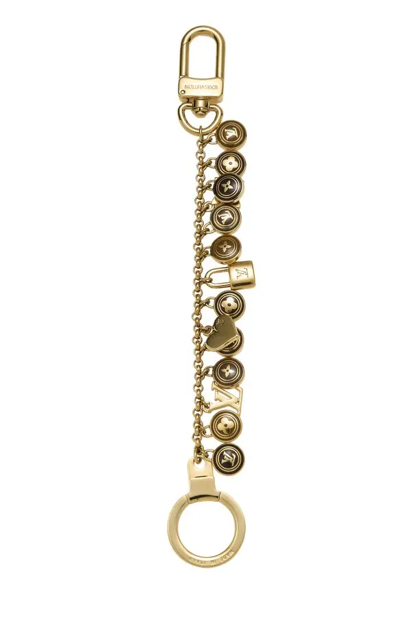 LOUIS VUITTON Gold Logo Pastilles Keychain - Brown