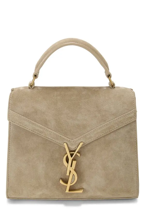 Saint Laurent Suede Cassandra Top Handle - Beige