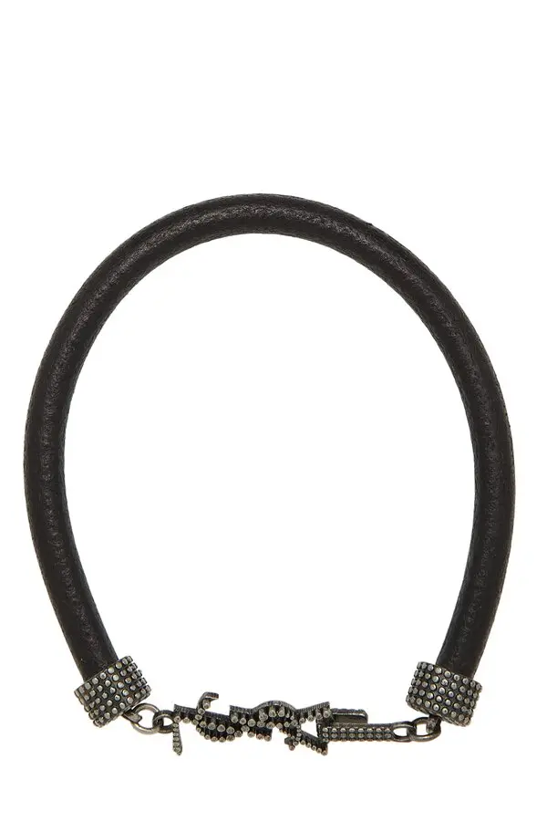 Saint Laurent Leather Opyum Bracelet - Black