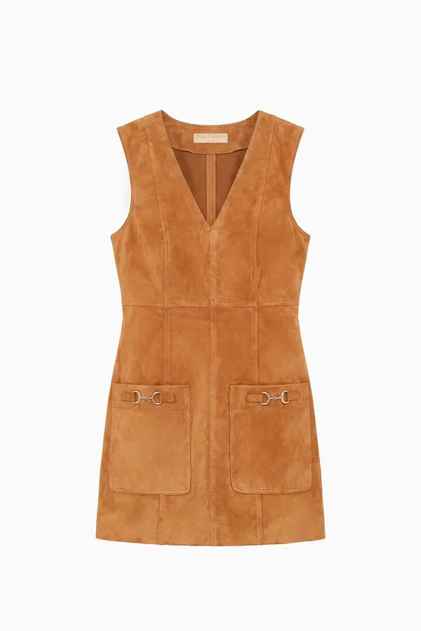 Ulla Johnson Sloane Suede Mini Dress - Cognac