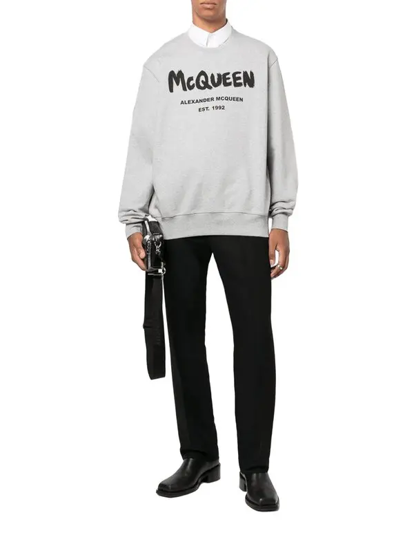 Alexander McQueen Graffiti Logo Sweatshirt - Grey
