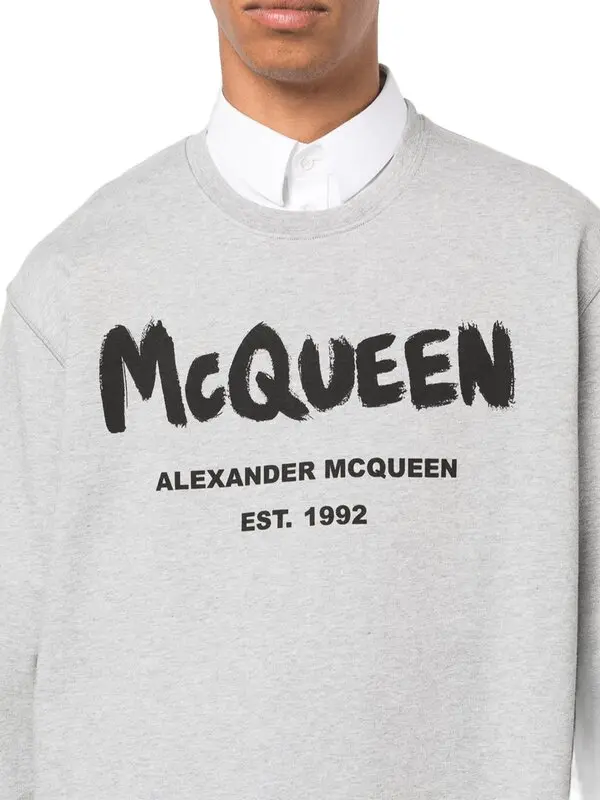 Alexander McQueen Graffiti Logo Sweatshirt - Grey